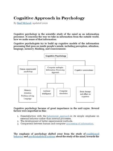 Cognitive Approach In Psychology Pdf Cognitive Psychology Psychology
