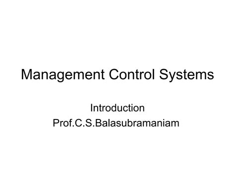 Management Control Systems Ppt
