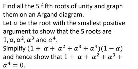 Solved Find All The 5 Fifth Roots Of Unity And Graph Them On