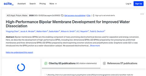 High Performance Bipolar Membrane Development For Improved Water