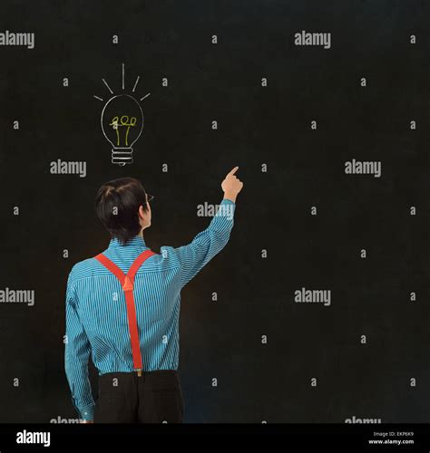 Nerd Geek Businessman Babe Teacher Chalk Lightbulb Stock Photo Alamy