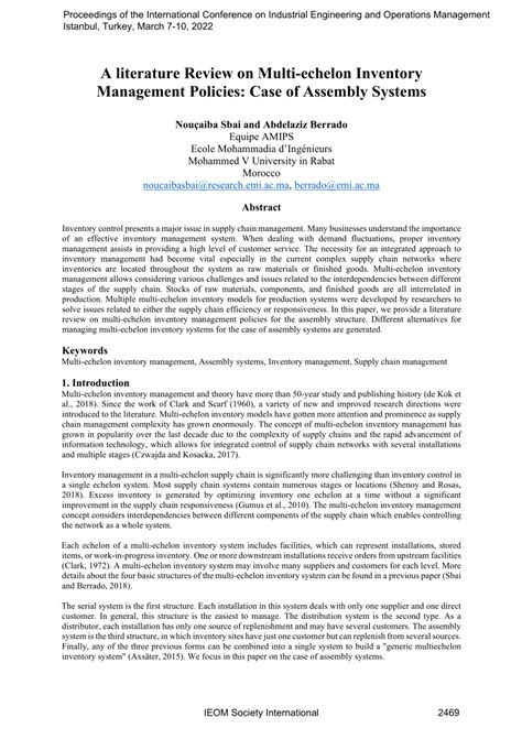 Pdf A Literature Review On Multi Echelon Inventory Management