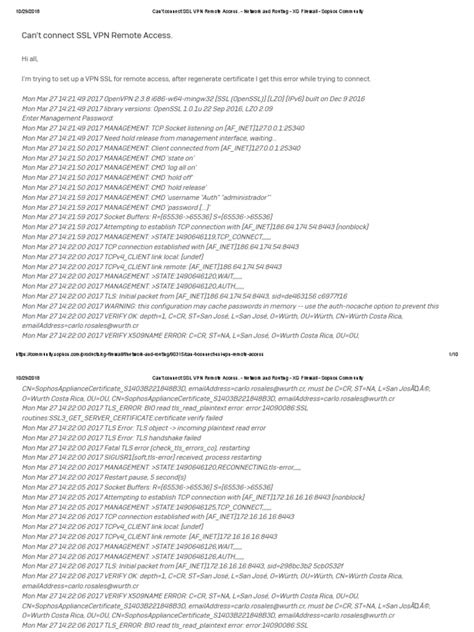 Cant Connect Ssl Vpn Remote Access Network And Routing Xg Firewall Sophos Community