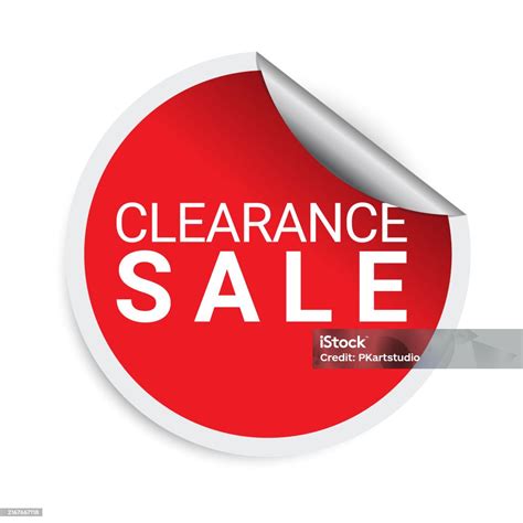 Clearance Sale Sticker Red Color Label With Shadow On White Background