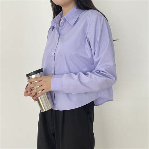 [블루인기🫶] 구김적은 세미크롭 셔츠 남방 바스락 링클프리