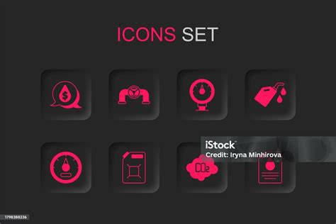 가솔린 캐니스터 밸브가 있는 오일 파이프 드롭 달러 기호 Co2 배출 구름 모터 기계 오일 계약 돈 및 펜 모터 게이지 및 아이콘을 설정합니다 벡터 0명에 대한 스톡 벡터