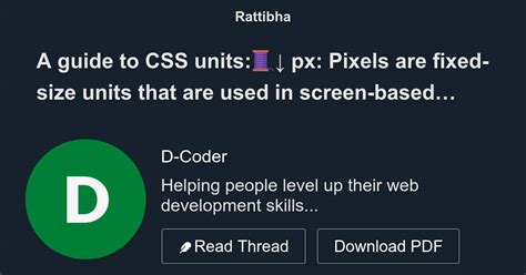A Guide To Css Units🧵↓ Thread From D Coder Damncoder Rattibha