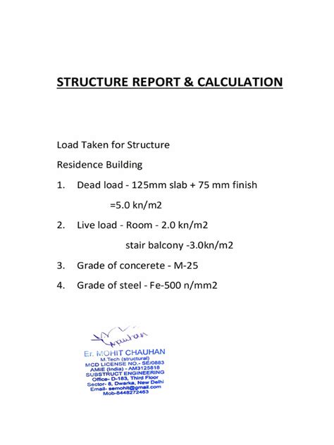 structure calculation report pdf