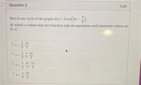 solved sketch one cycle of the graph of y 3cos 3x−2π at