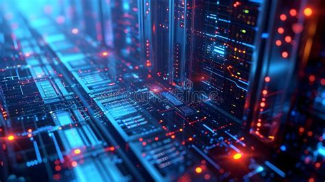 Advanced Server Room With Glowing Led Lights Technology Concept Futuristic Data Center Racks