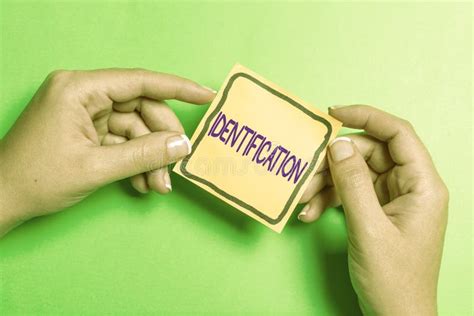 Hand Writing Sign Identification Internet Concept An Action Or Procedure To Identify Someone Or