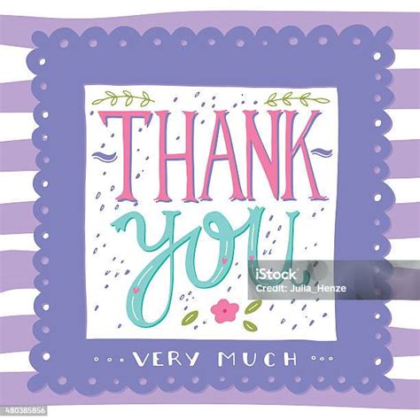 Thank You Very Much Hand Drawn Greeting Card Stock Illustration