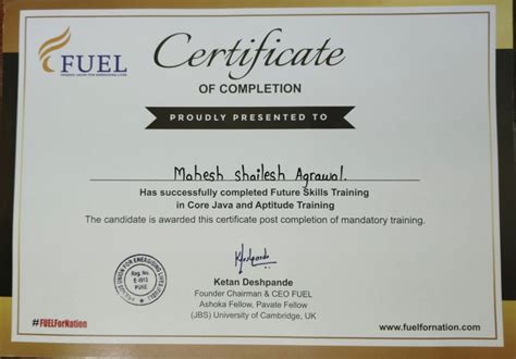 Mahesh Agrawal On Linkedin Core Java Programming Certification Issued