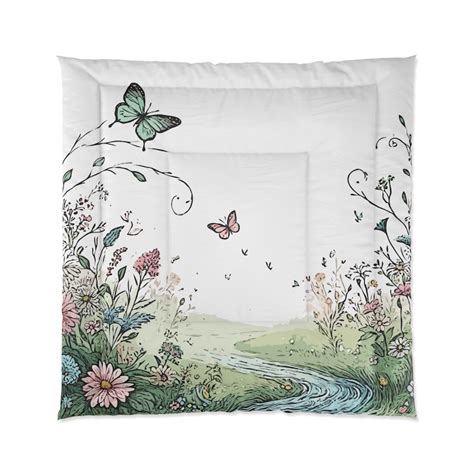 Dreamy Meadow Comforter A Scene Of Wildflowers Butterflies And A
