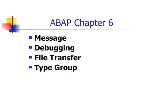 Abap Message Debugging File Transfer And Type Group Ppt