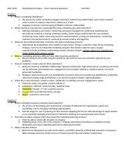 MKT Exam Review Sheet Docx MKT Marketing Principles Exam Review Questions Fall
