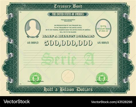 Treasury Bond With A Face Value Of Half Billion Vector Image
