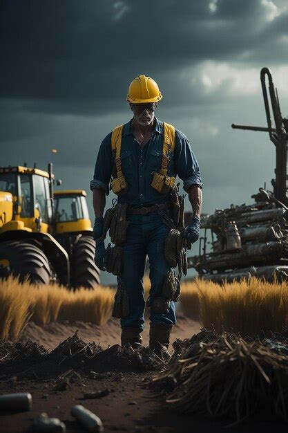 Bauarbeiter mit Helm und Weste auf der Baustelle | Premium Foto