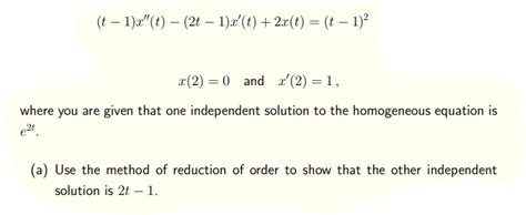 Differential Equation Reduction Of Order Help Mathematics Stack
