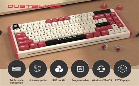DUSTSILVER D84 RED & WHITE CLASSICAL RETRO HOT SWAPPING RGB TRIMODE ...