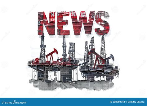 Oil Industry News Concept With Offshore Drilling Rigs And Pumps Stock Image Image Of