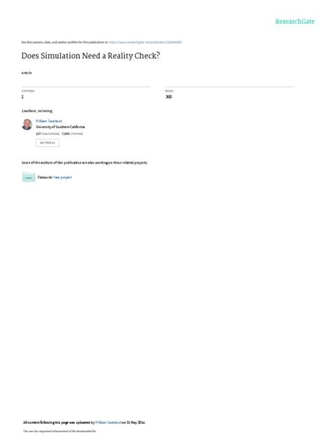 does simulation need a reality check pdf simulation