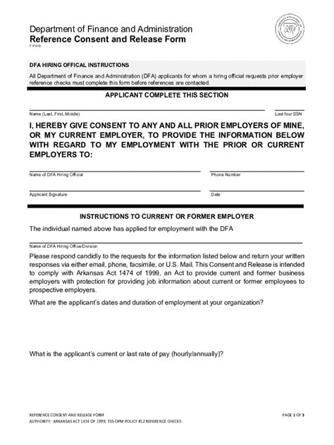 Fillable Online Reference Consent And Release Form Fax Email Print