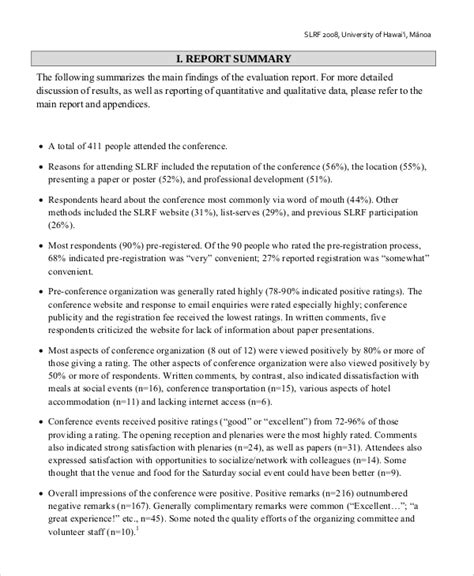 Template For Evaluation Report