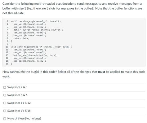 Solved Consider The Following Multi Threaded Pseudocode To