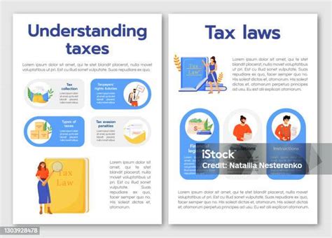 세금 평면 벡터 브로셔 템플릿이해 세법 전단지 소책자 인쇄 가능한 전단지 디자인 과세 정책 잡지 페이지 만화 연례 보고서 텍스트