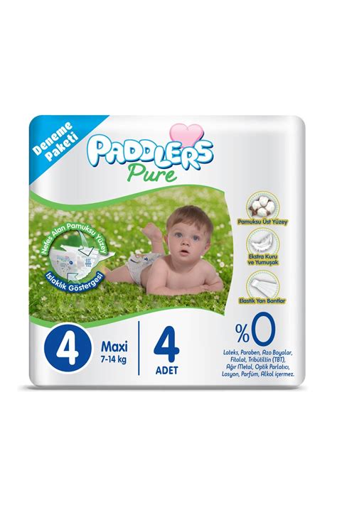 Paddlers Pure Bebek Bezi 4 Numara Maxi Deneme Paketi 4 Adet - Fiyatı ...
