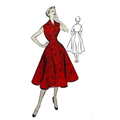 Pdf Vintage 1950s Pattern Sleeveless Dress High Waisted And Collare