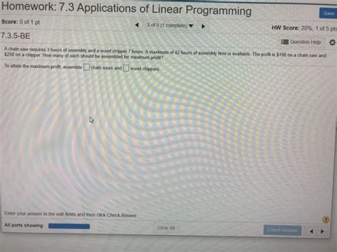 solved save homework 7 3 applications of linear programming