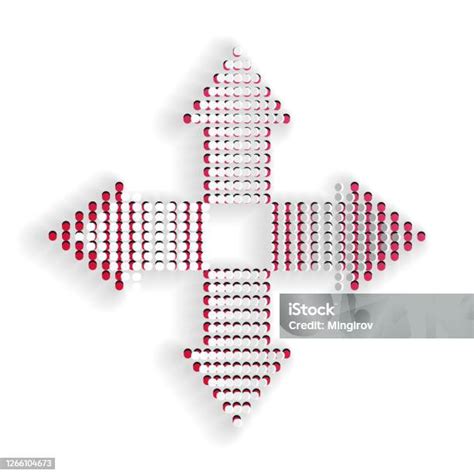 흰색 배경에서 격리된 네 방향 아이콘에 화살표를 잘라냅니다 종이 아트 스타일 벡터 4가지 개체에 대한 스톡 벡터 아트 및 기타 이미지 4가지 개체 가리키기 개념