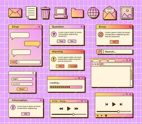 Premium Vector Vector Set Of Retro Vaporwave Computer Interface Gradient Browser And Dialog