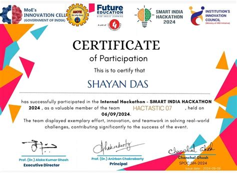 Shayan Das On Linkedin Thrilled To Have Received The Certificate For Participating In Our