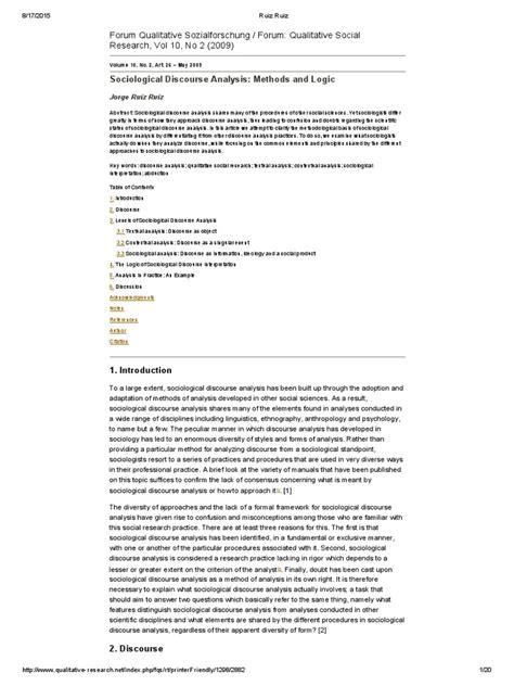 Sociological Discourse Analysis Method And Logic Pdf Sociology
