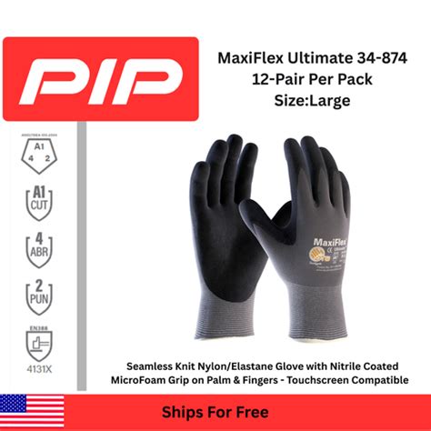 Pip 34 874 Maxiflex Ultimate Foam Nitrile Grip Coated Work Gloves 12pr Sz Lg Ebay