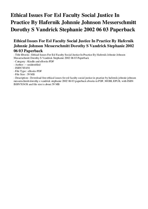 Pdf Ethical Issues For Esl Faculty Stephanie Vandrick