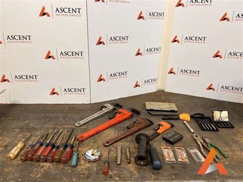 Pipe Wrenches And Assorted Hand Tools Screw Drivers Compass Screw