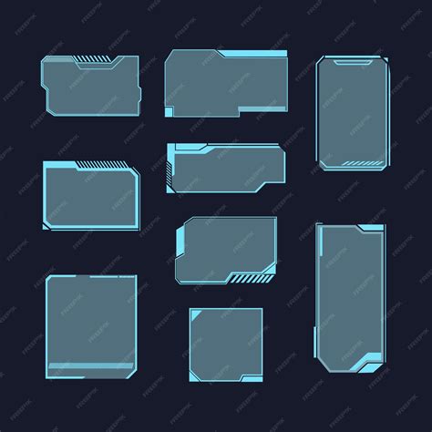 Premium Vector Hud Frame Set Cartoon Tech Ui Border Digital Future Element Hud Frame Sign