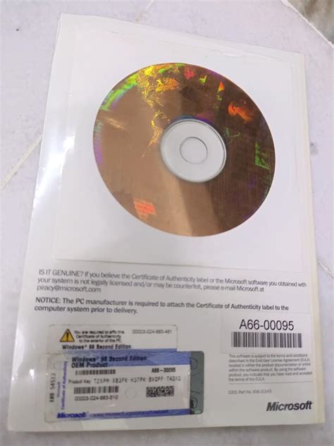 Microsoft Windows 98 Second Edition Genuine License Computers And Tech