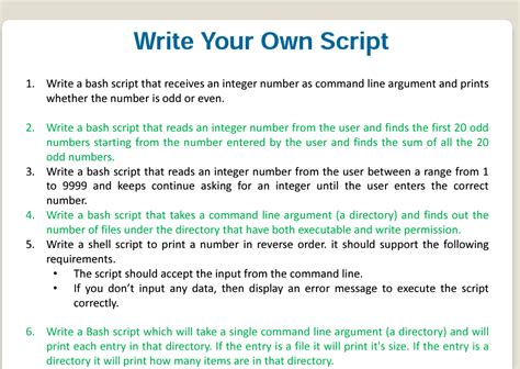 Solved Write Your Own Script 1 Write A Bash Script That Chegg Com