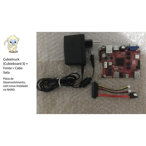 Placa Cubietruck Com Linux Fonte Cabo Sata Semelhante A Raspberry