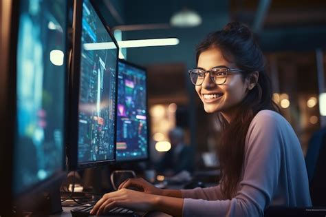 Premium Photo Breaking Barriers Inspiring Indian Girl It Programmer Thrives In A Diverse