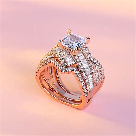 Jeulia Bypass Princess Cut Enhancer Sterling Silver Ring Jeulia Jewelry