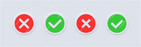 Premium Vector Check Mark And Cross Icons Flat Red Cross Green Checkmark Checkmark And Cross