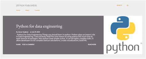 Jeevan Varghese On Linkedin Posted New Blog On Python For Data Engineering