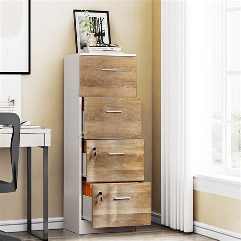 Dextrus 4 Drawer Wood File Cabinet With Lock158 Deep Vertical Filing