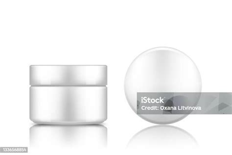 배경 로션 크림 무스 분말에서 분리 캡 상단 보기 모형 흰색 화장품 항아리 꼭대기에 대한 스톡 벡터 아트 및 기타 이미지